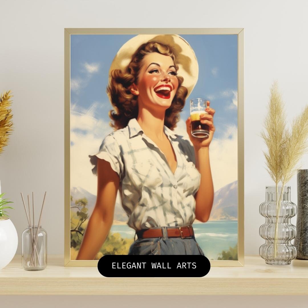 Vintage Cowgirl Wall Art Retro Cowgirl Delight Coastal - Etsy