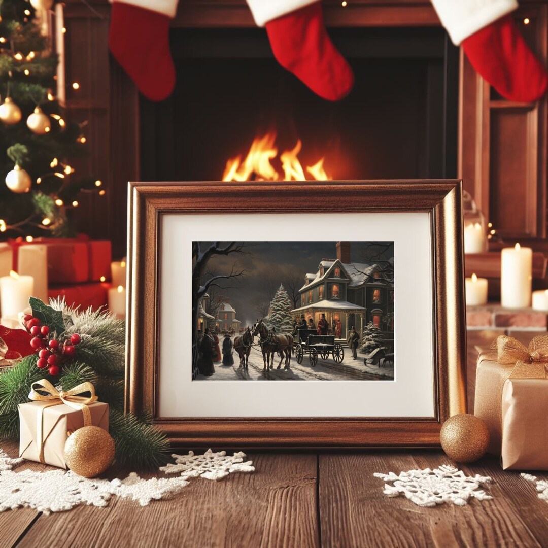 Victorian Christmas Art, Snow Home Decor, Winter Village Home Decor ...
