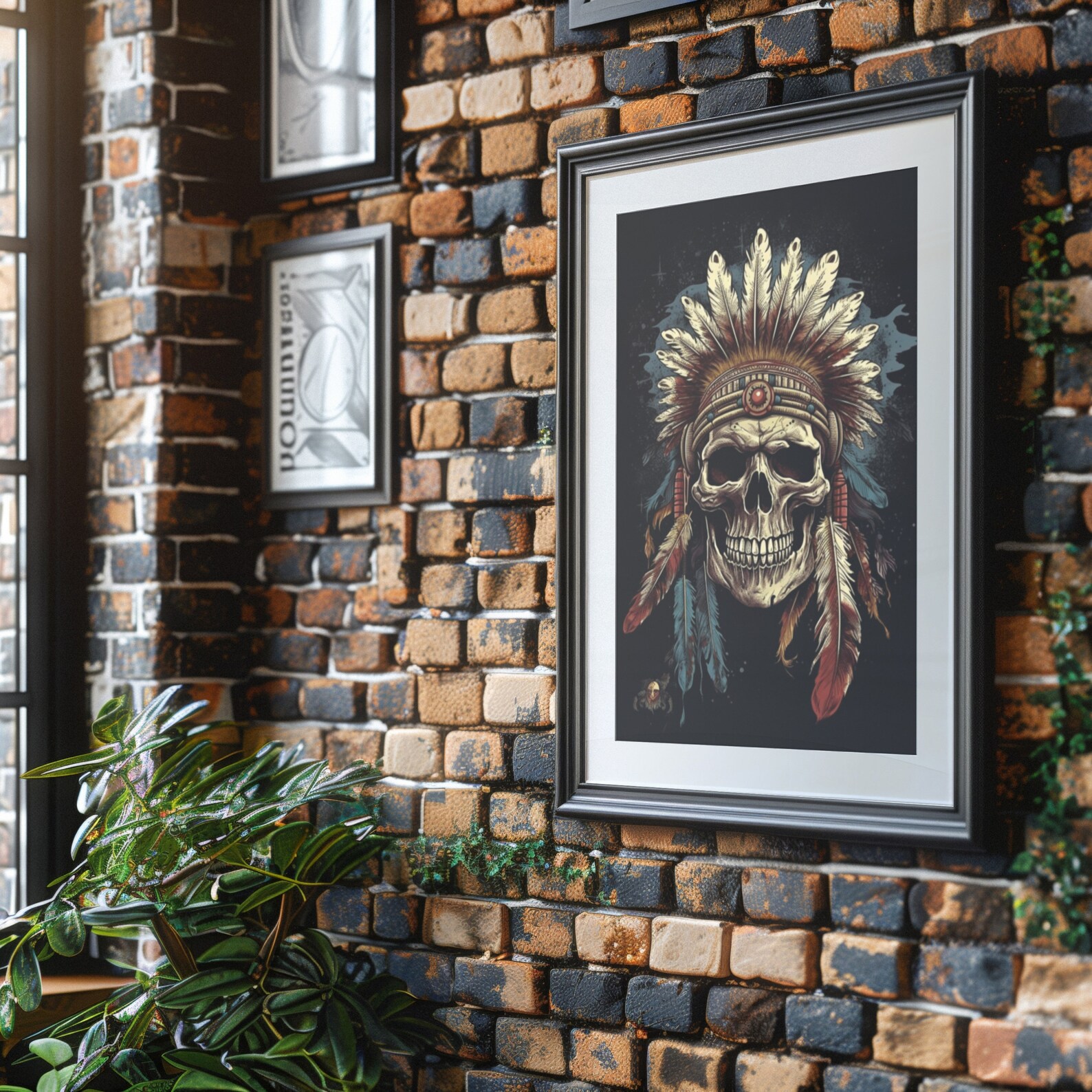 Spooky Western Horror Skeleton Wall Art, Halloween Home Decor, Chief ...