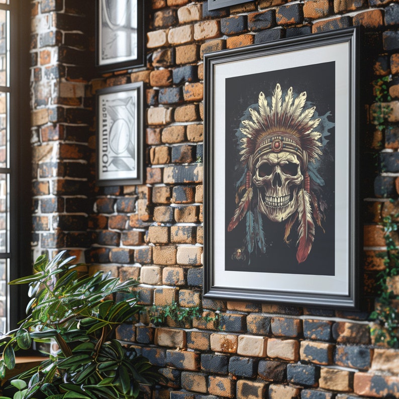 Spooky Western Horror Skeleton Wall Art, Halloween Home Decor, Chief ...