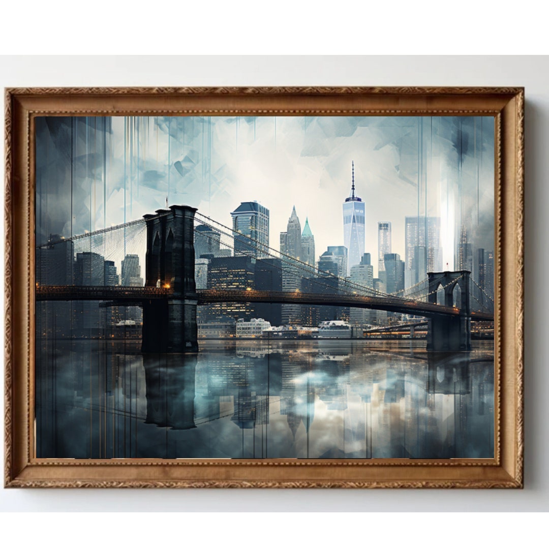 Iconic Brooklyn Bridge, New York Architecture Art, Abstract Brooklyn ...