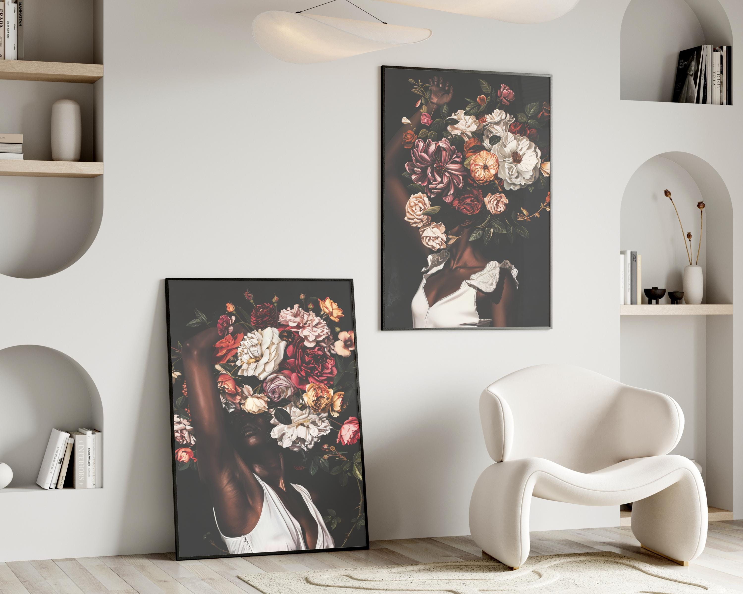Botanical Woman Art, Black Woman Art, African American Art, Black Girl ...