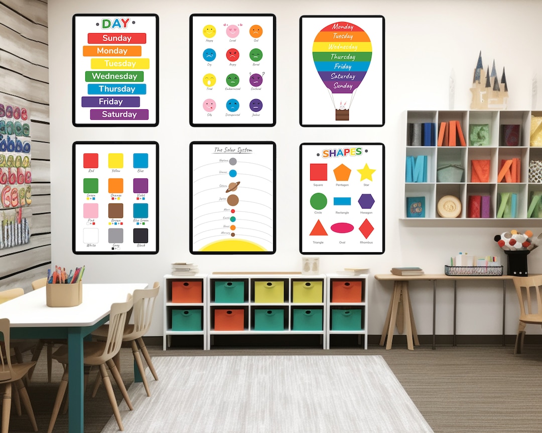 Set of 25 Educational Posters, Montessori Classroom Decor, Classroom ...