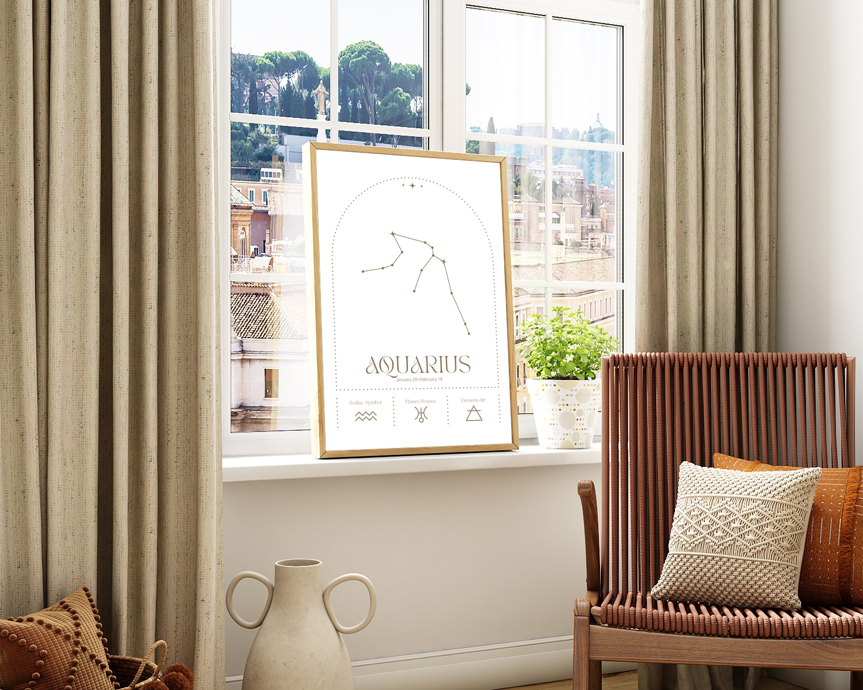 Aquarius Wall Art, Zodiac Poster, Aquarius Zodiac Print, Astrology Wall ...