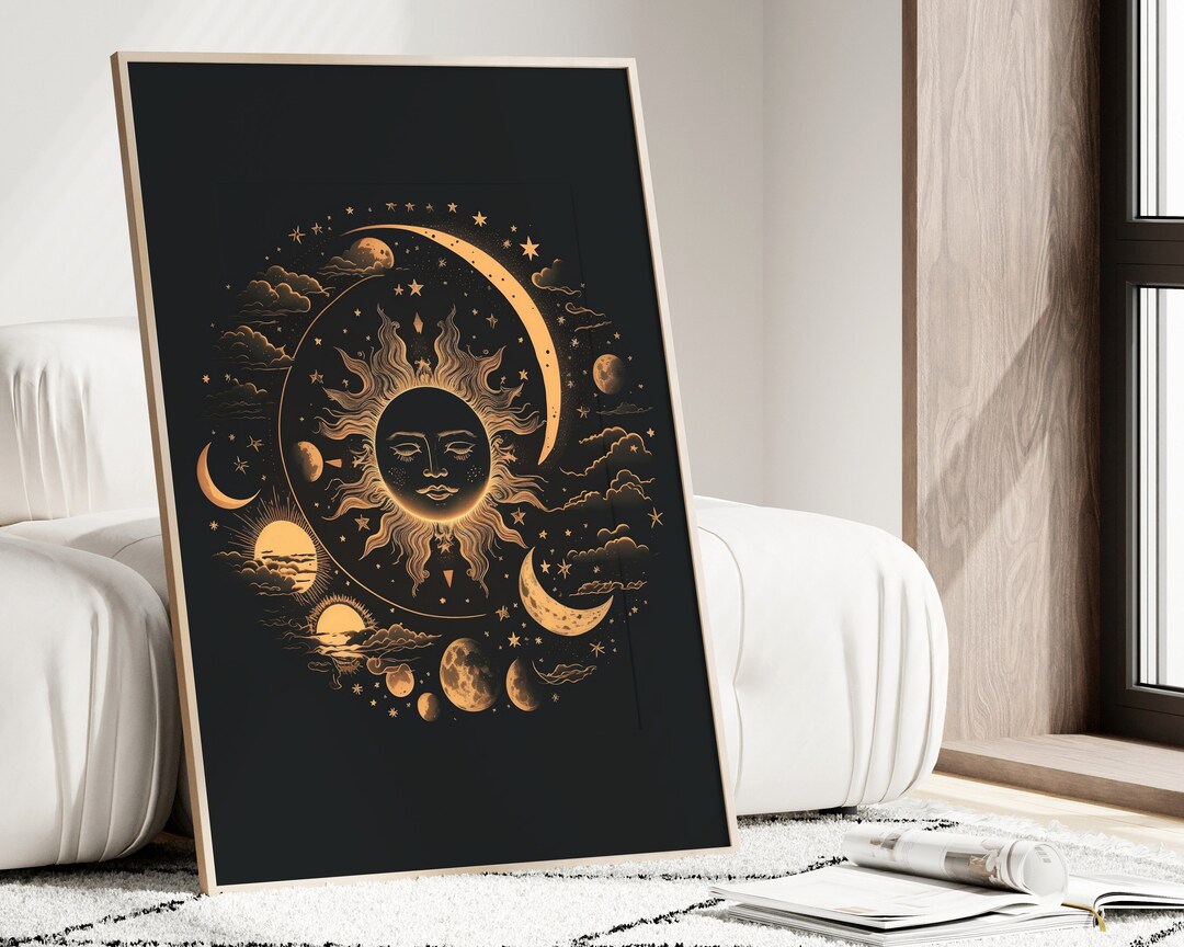 Celestial Sun Wall Art, Dark Academia, Dark Cottage Core, Night Sky ...