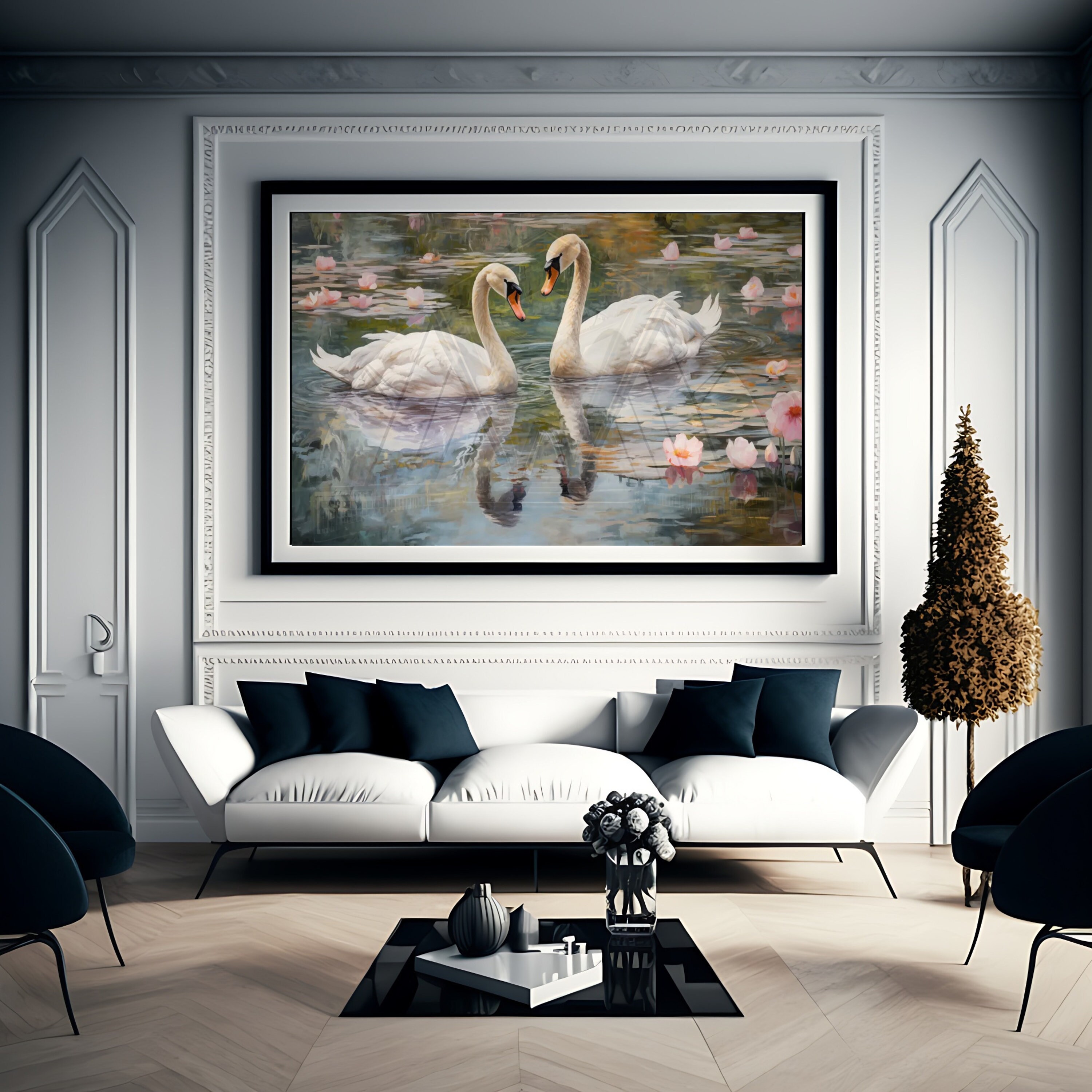 Swan Printable Wall Art, Vintage Swan Print, Nursery Decor, Swan Wall ...