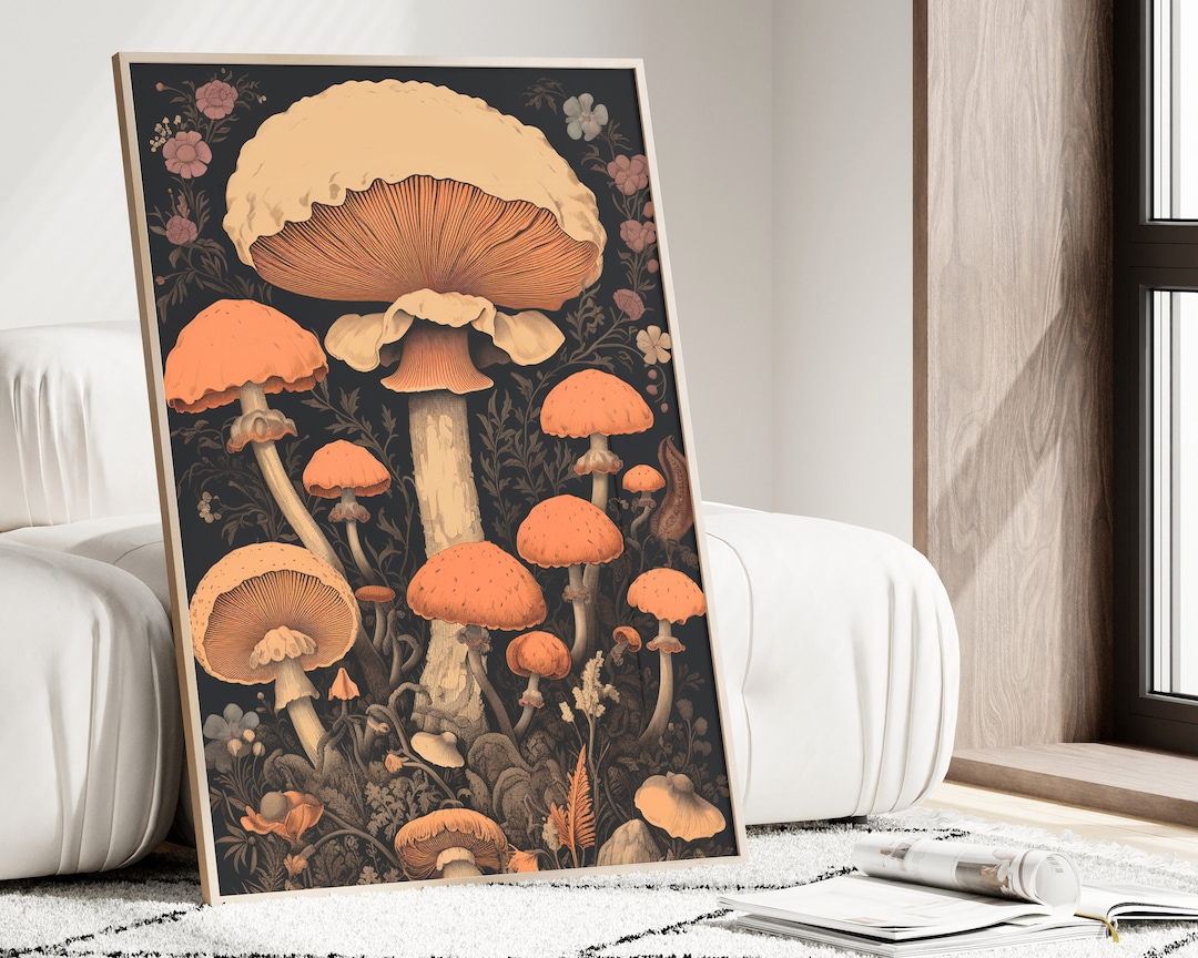 Mushroom Art Print, Mushroom Print, Botanical Wall Decor, Living Room ...