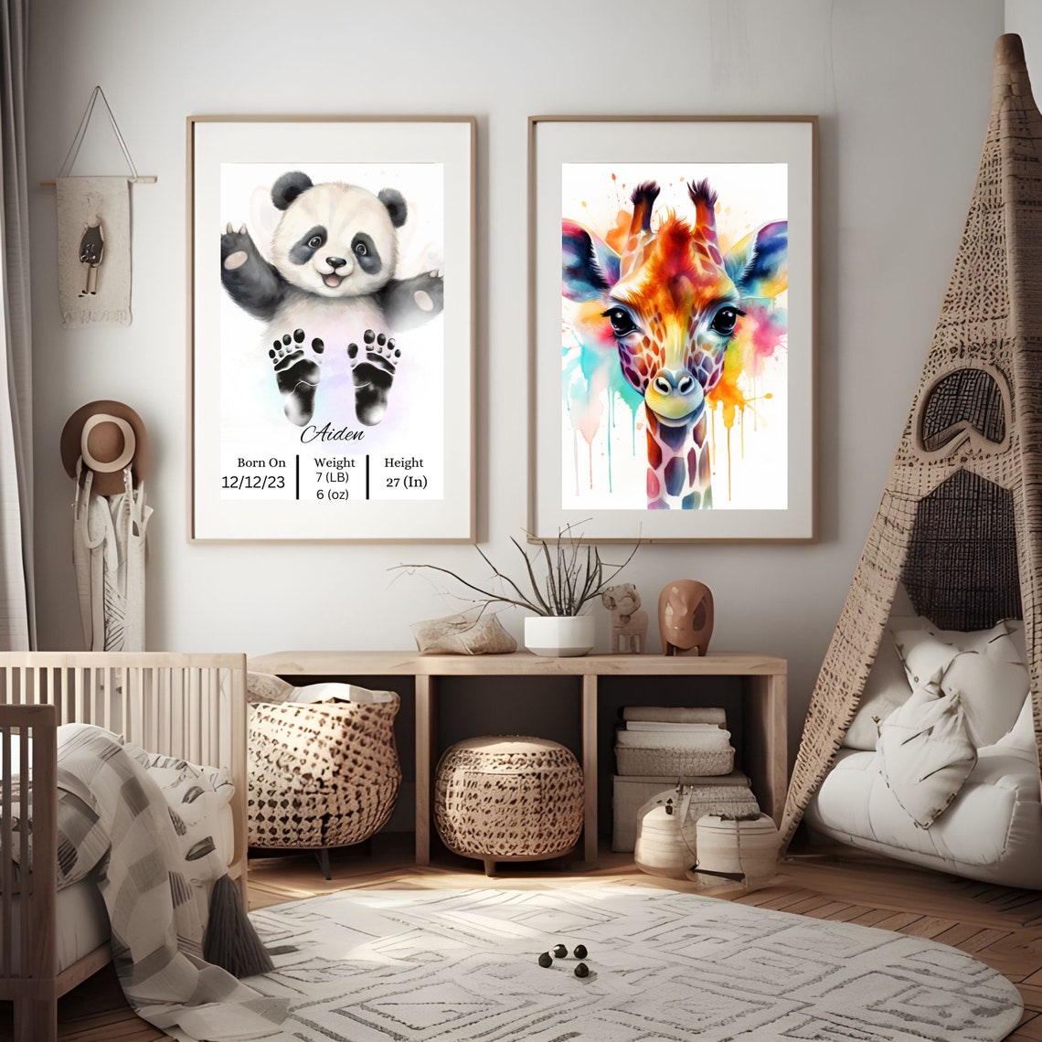 Personalized Baby Gift, Footprint Set, Diy Kit Nursery Animals ...