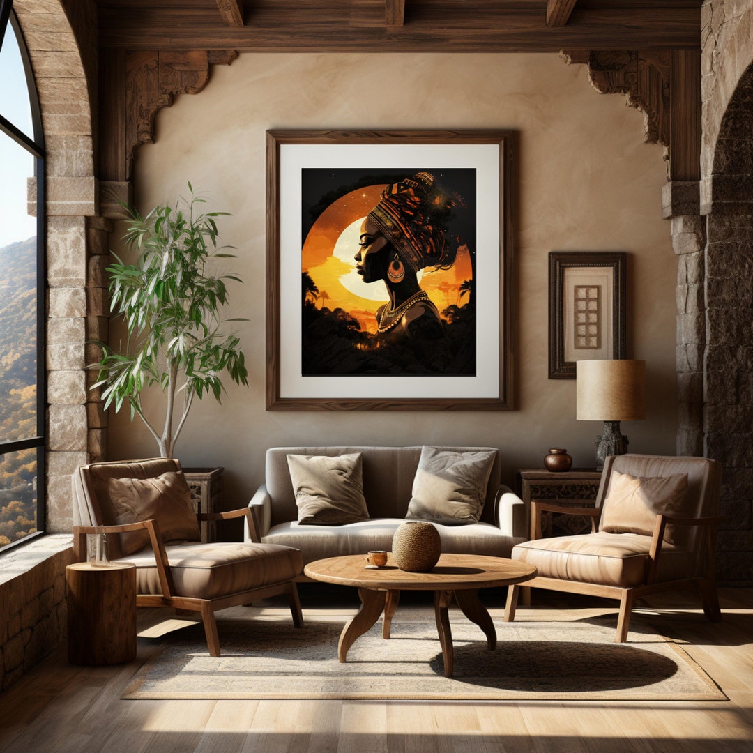African Woman Portrait Above Bed Wall Art Print Afro Art - Etsy