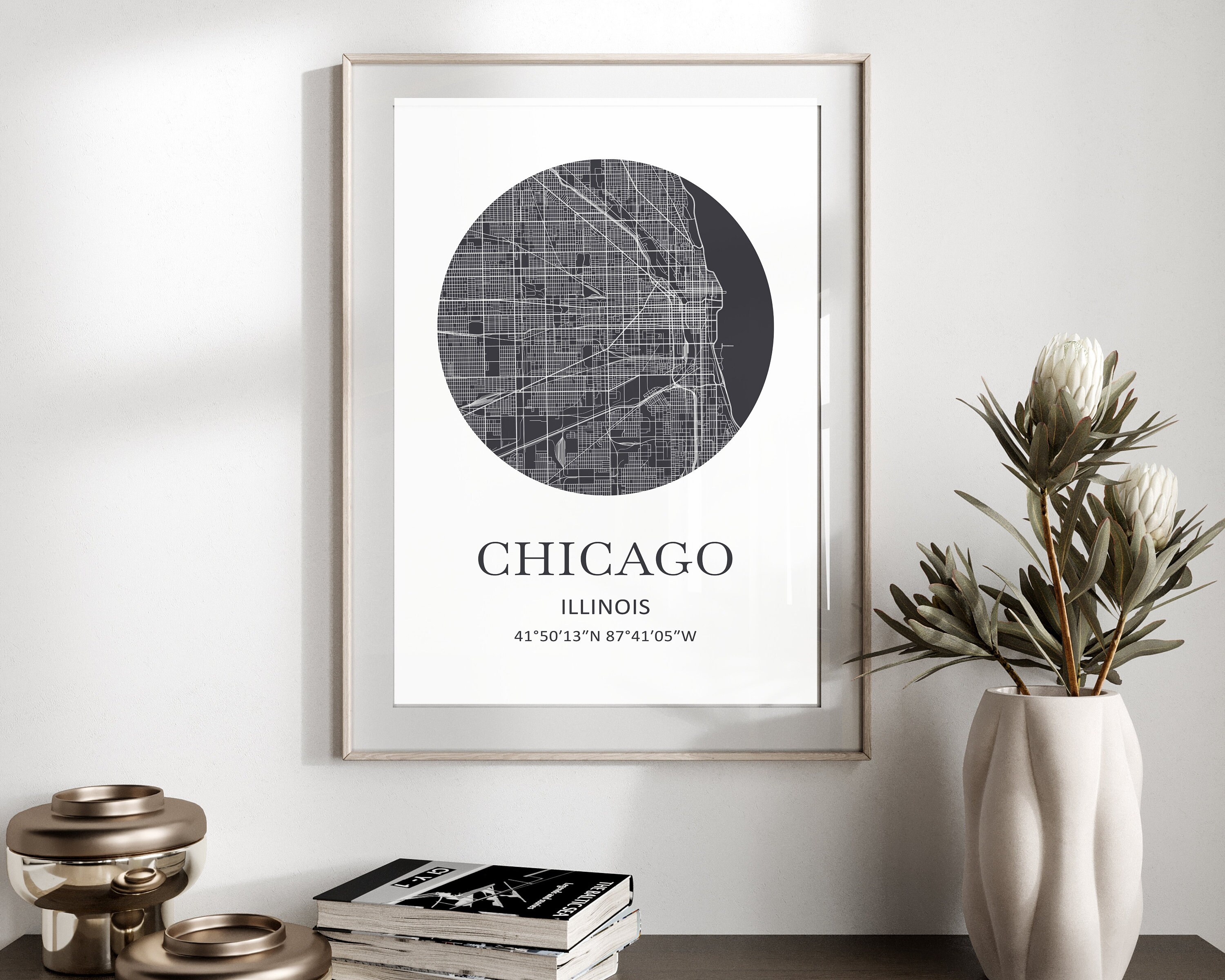 Map of Chicago, Chicago Map, Chicago Poster, Chicago Art, Modern ...