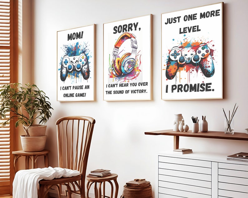 Gaming Print, Gaming Poster Set, Gaming Wall Art, Gaming Room Decor ...