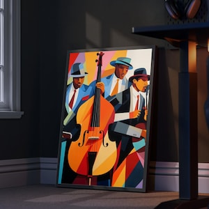 Black Jazz Abstract Wall Art, Music Art, Music Wall Art, Music Poster ...