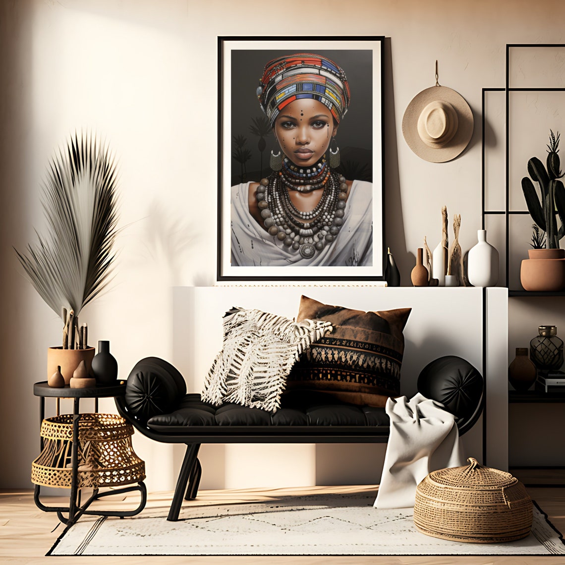 African Woman Art Prints Modern Afro Print, Afro Bohemian Décor, Black ...