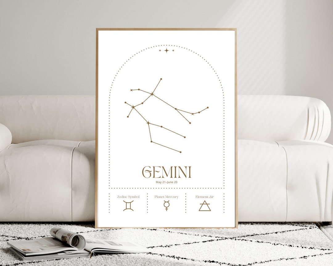 Gemini Wall Art, Zodiac Wall Art, Gemini Zodiac Print, Astrology Poster ...