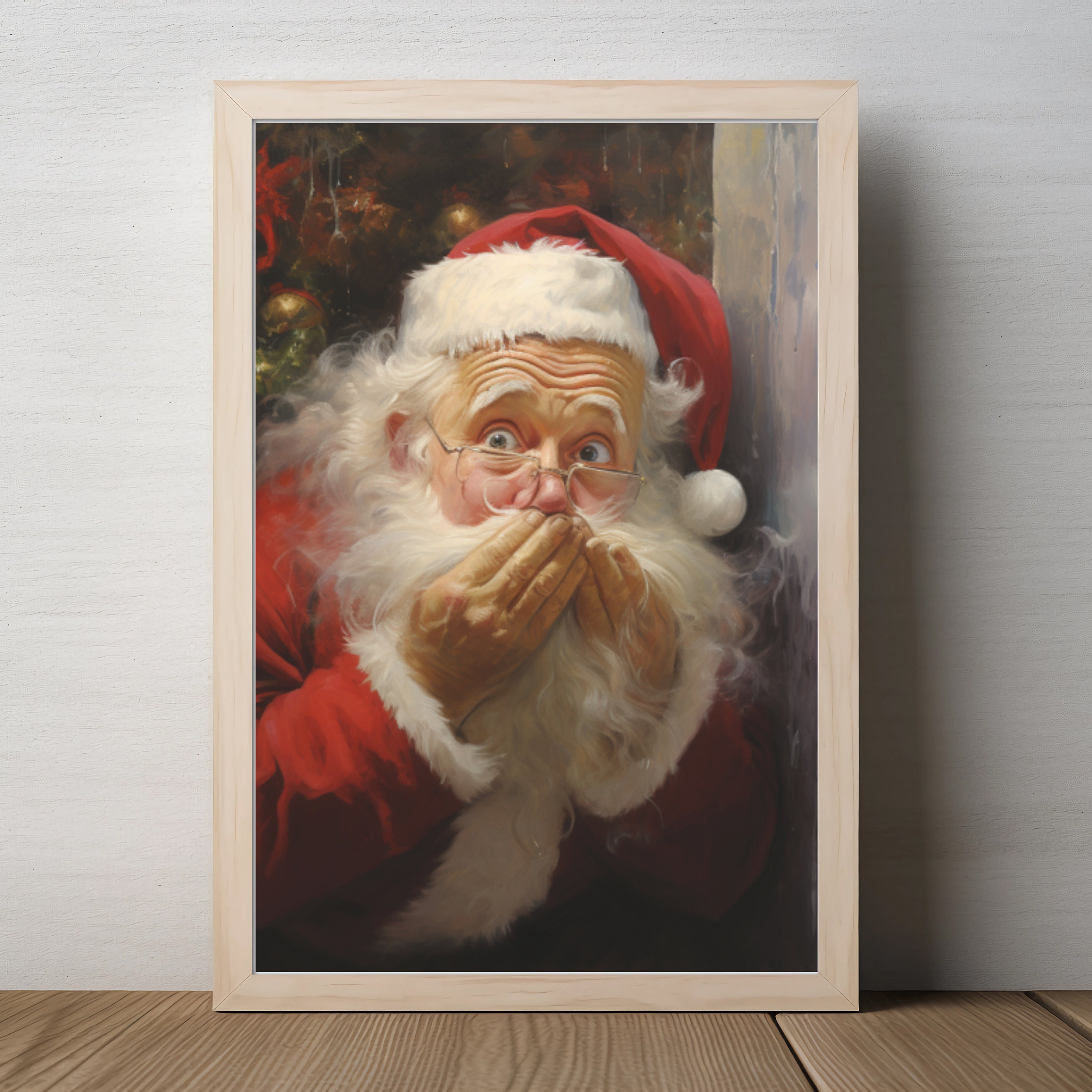 Classic Santa Painting Funny Bathroom Wall Art Santa in - Etsy