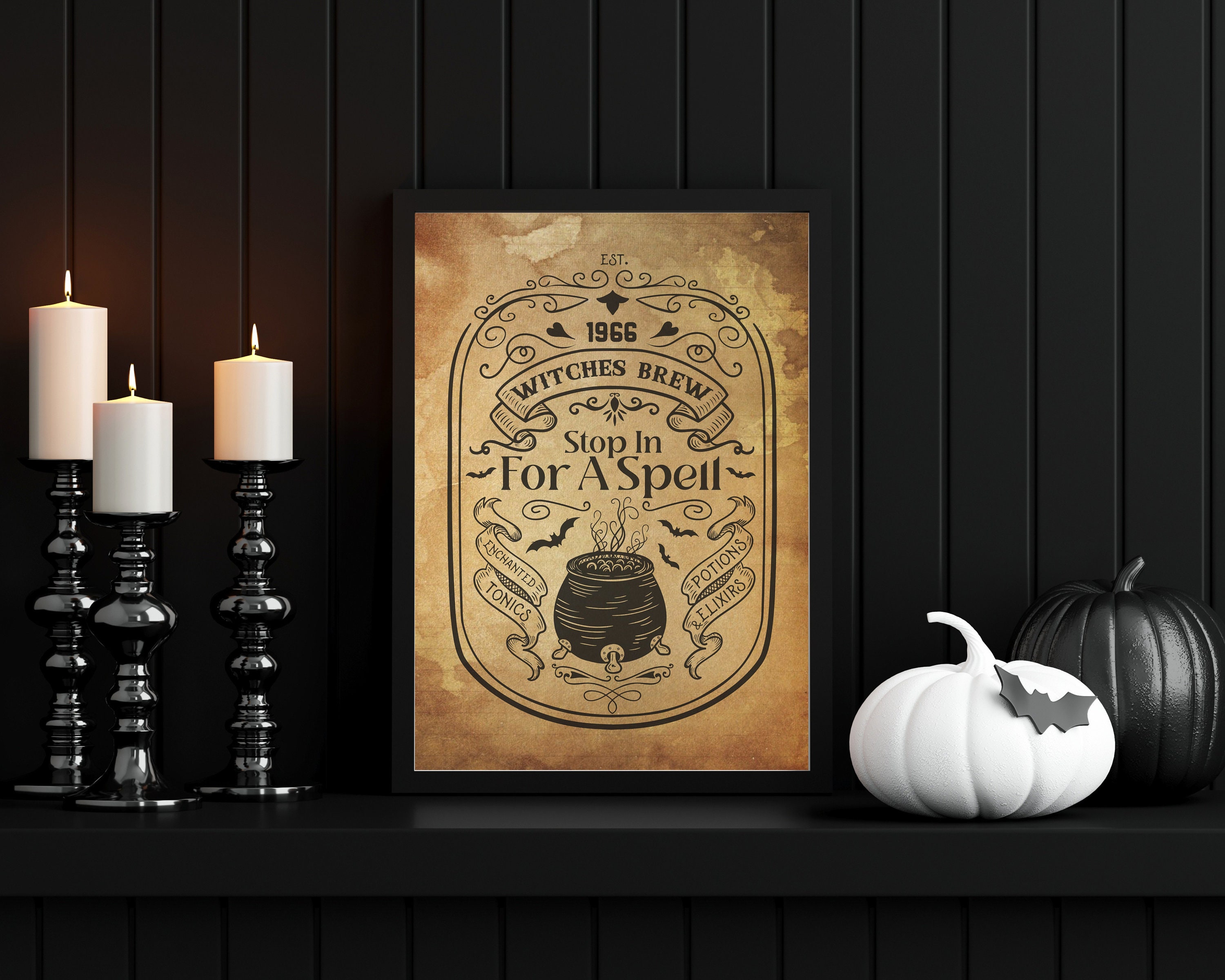 Witch's Brew Cafe Sign, Halloween Printable, Bar Decor, Halloween Decor ...