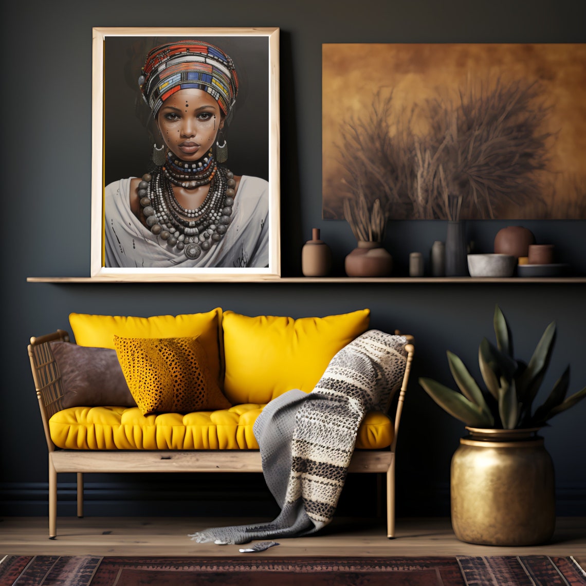 African Woman Art Prints Modern Afro Print, Afro Bohemian Décor, Black ...