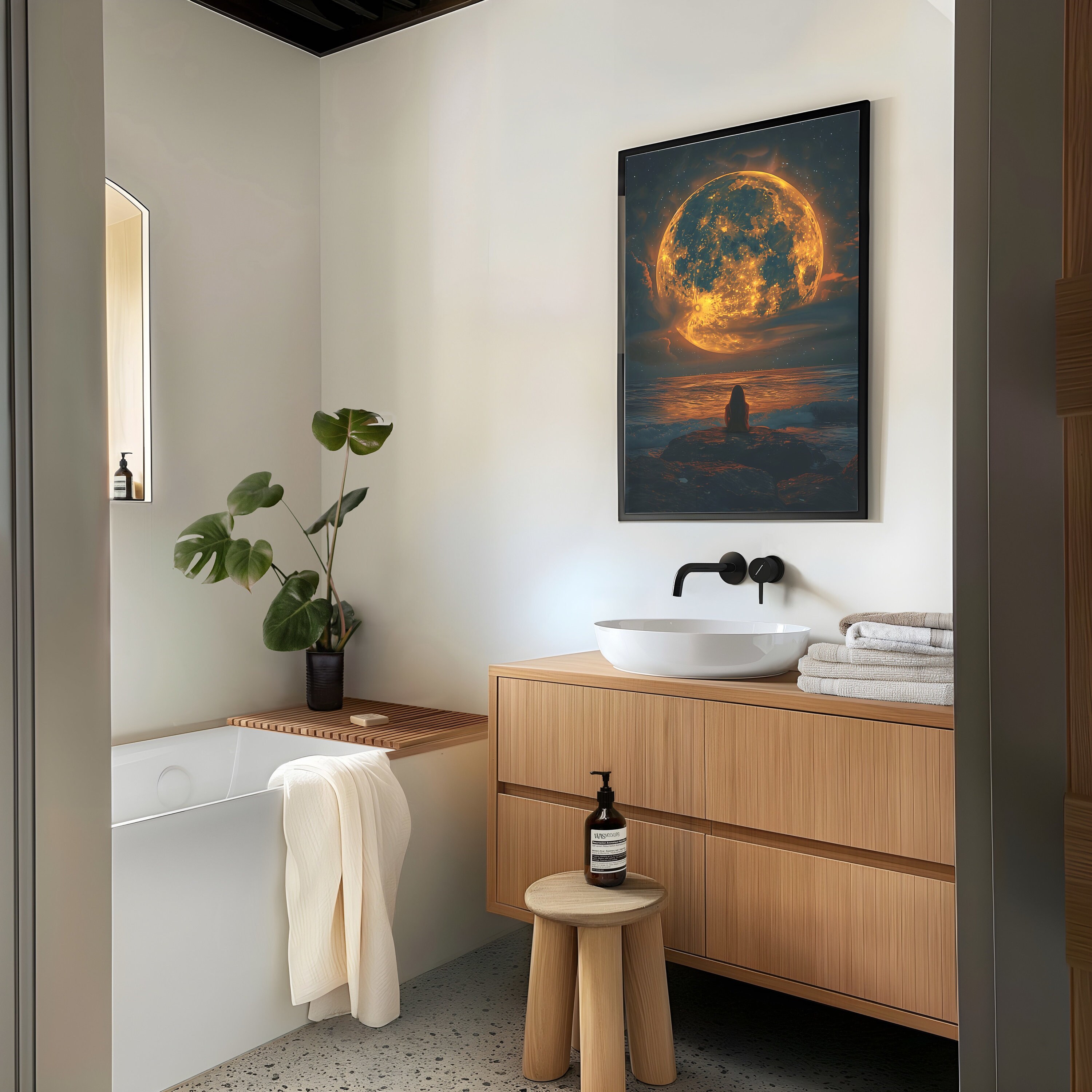 Moon Ritual Wall Art, Moody Wall Art, Full Moon Wall Art, Coastal Wall ...