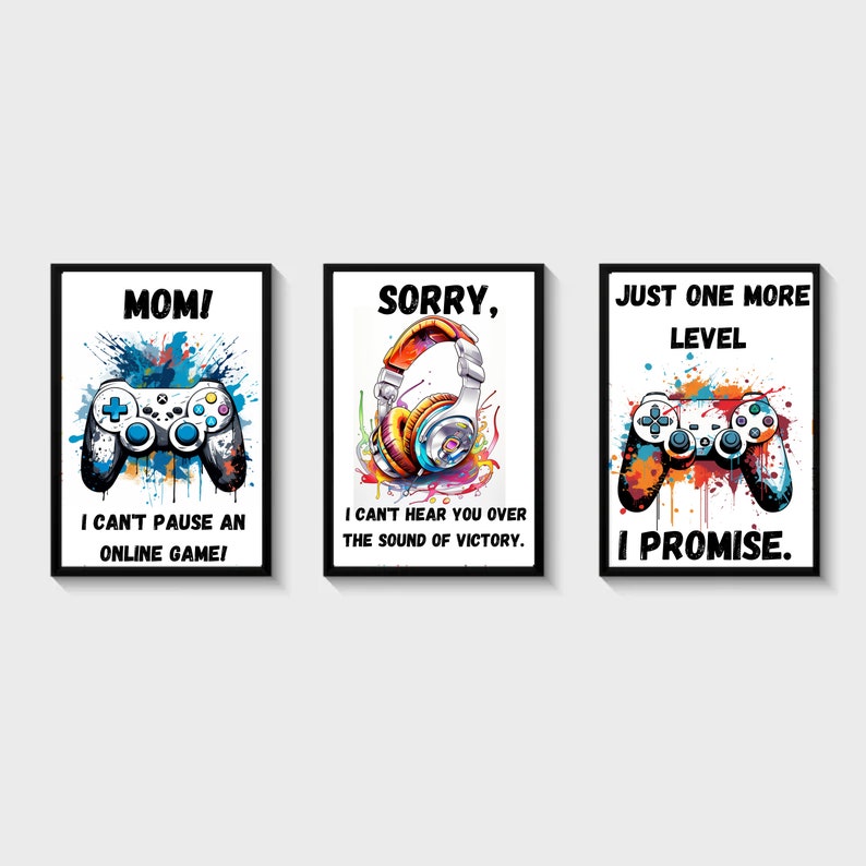Gaming Print, Gaming Poster Set, Gaming Wall Art, Gaming Room Decor ...