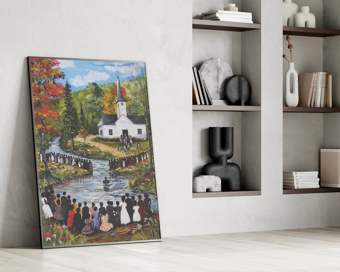 Baptism Art, African American Wall Art, Black Church Art, Spiritual ...