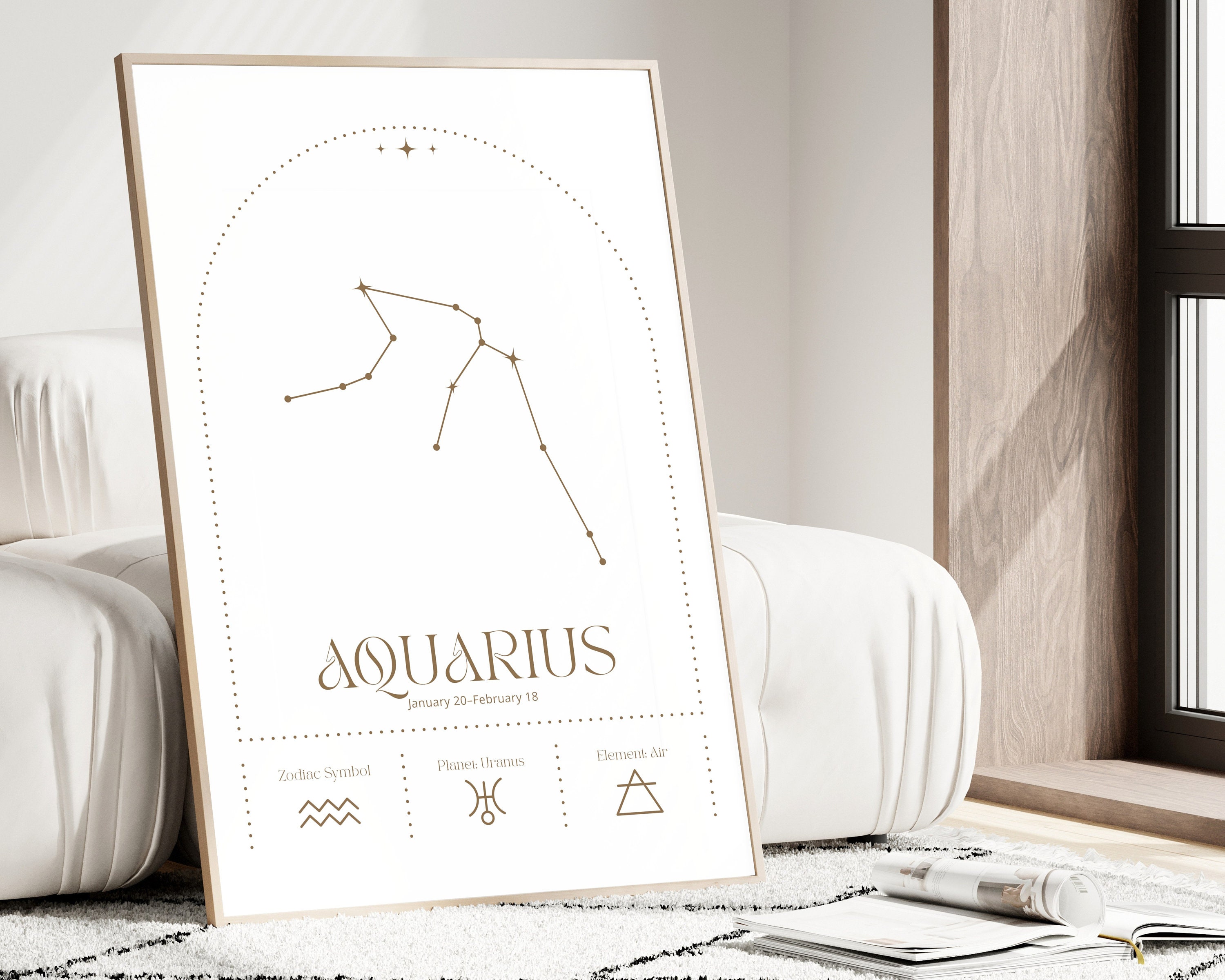 Aquarius Wall Art, Zodiac Poster, Aquarius Zodiac Print, Astrology Wall ...