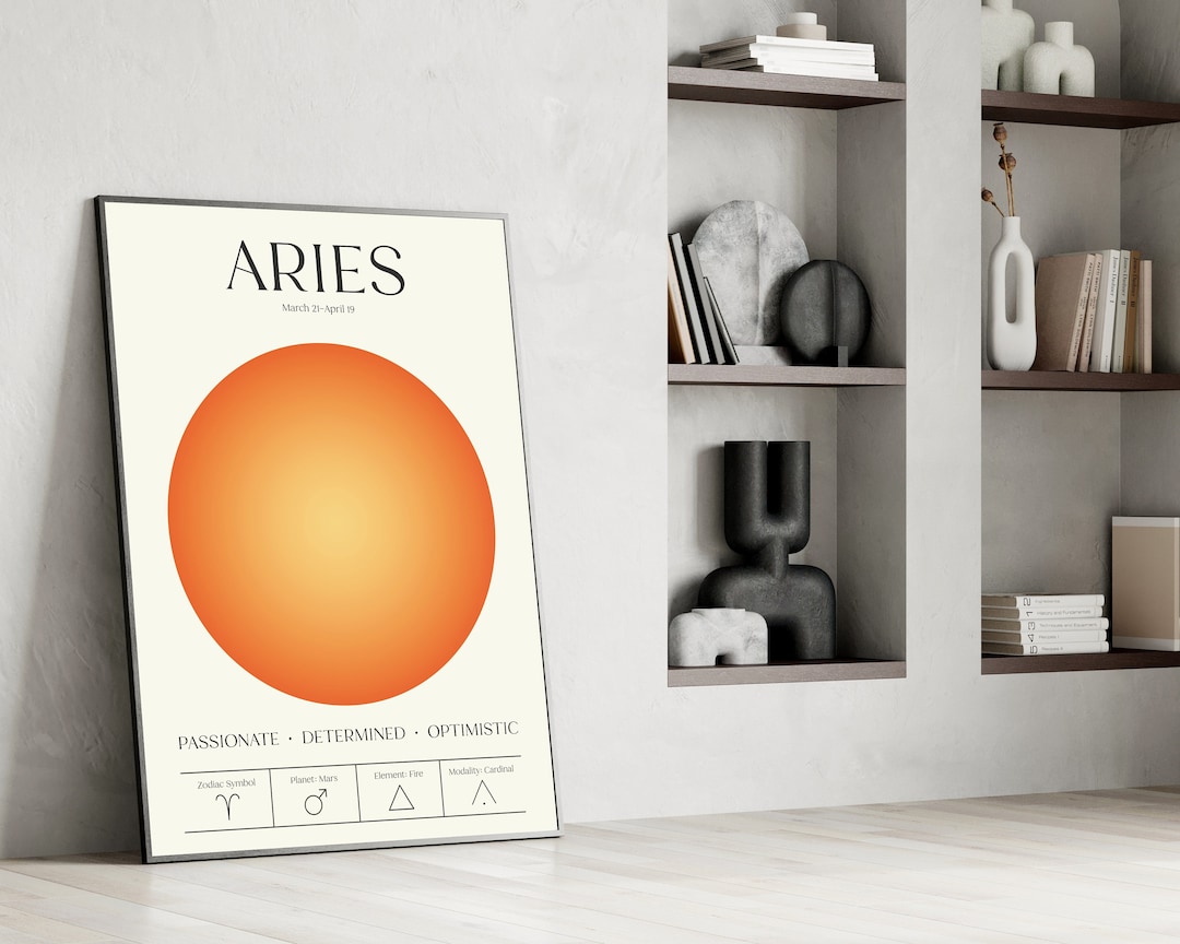 Areis Zodiac Aura Print, Aries Wall Art, Zodiac Poster, Aries Wall Art, Astrology Wall Art ...