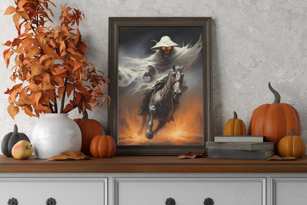 Spooky Western Skeleton Wall Art Ghostly Horseback Rider for - Etsy