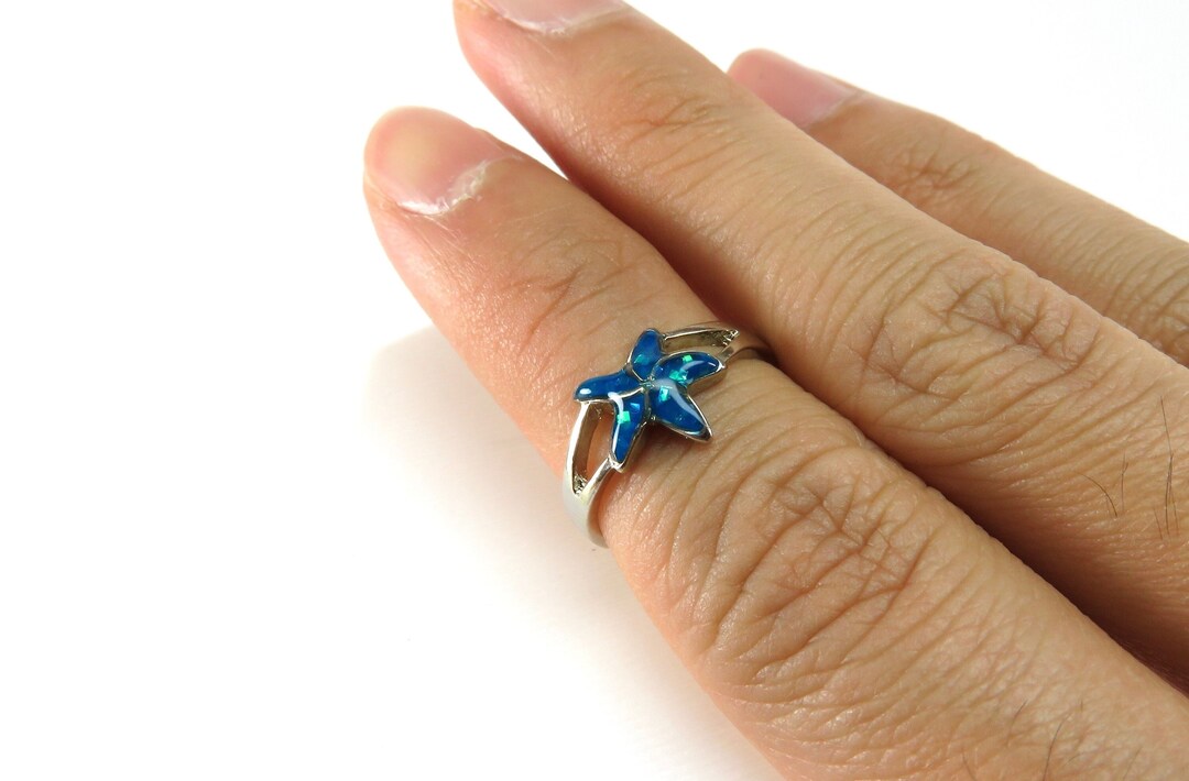 Ocean Blue Starfish Midi Ring and Toe Ring Minimalist Design - Etsy