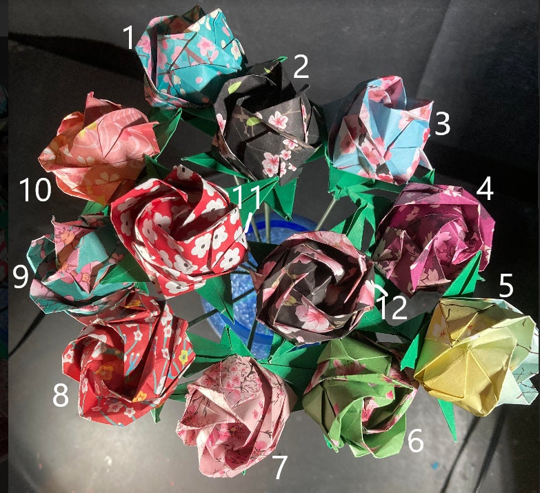 Origami Rose Bouquet in Cherry Blossom dozen - Etsy
