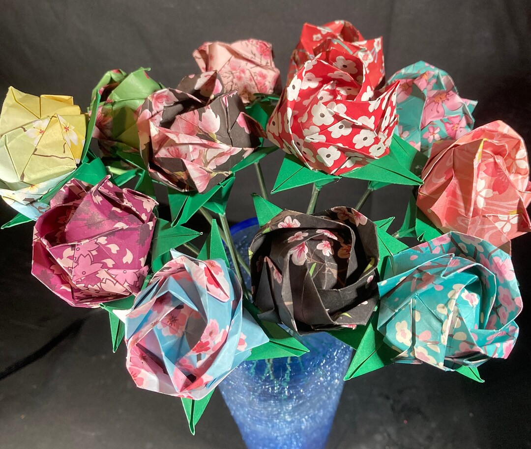 Origami Rose Bouquet in Cherry Blossom (dozen) Ideal for Weddings ...