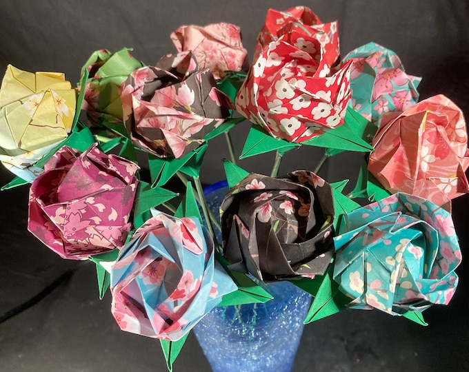 Origami Rose Bouquet in Cherry Blossom dozen - Etsy