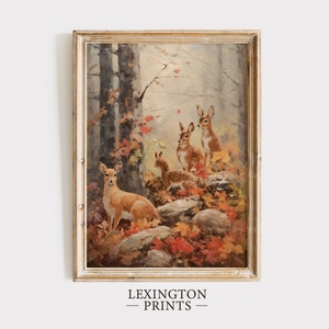Rustic Fall Decor Wall Art Deer Painting Fall Printable Vintage Autumn ...