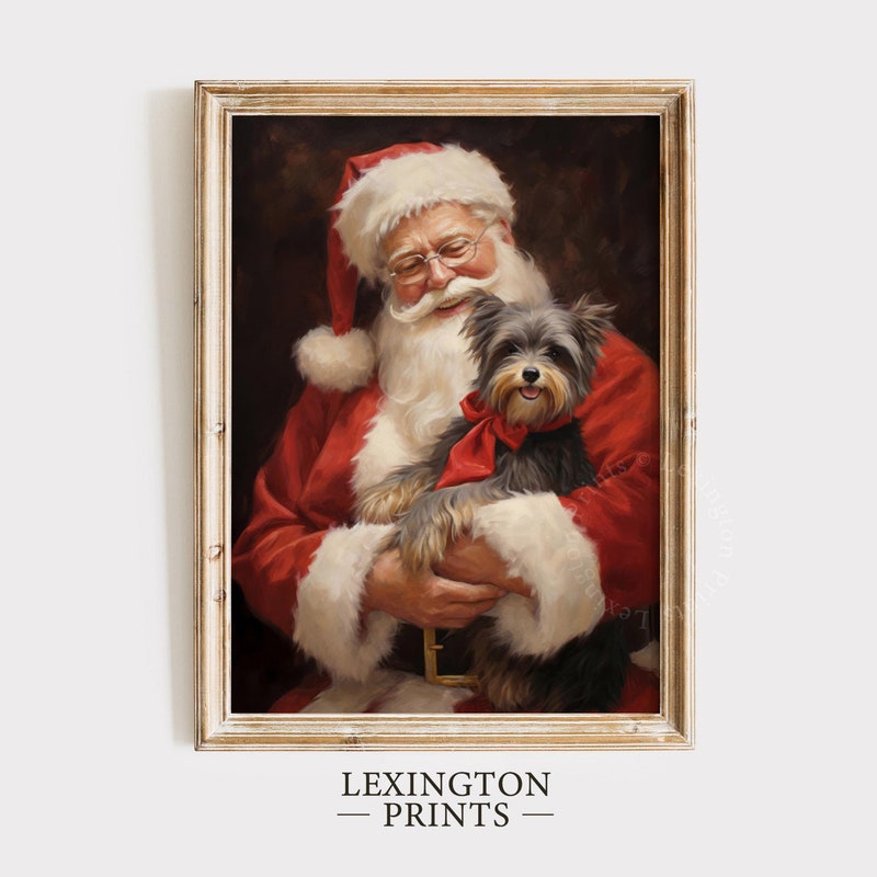 Dog Santa Christmas Poster - Etsy