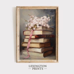 Spring Wall Art Pink Book Art Spring Print Spring Decor Academia Print ...
