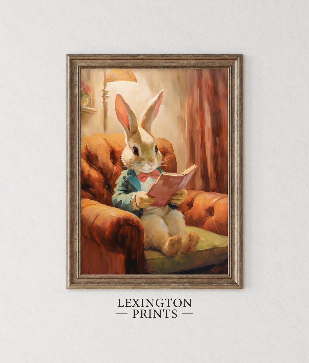 Cute Easter Bunny Reading Book Art Easter Print Easter Wall Art Spring ...