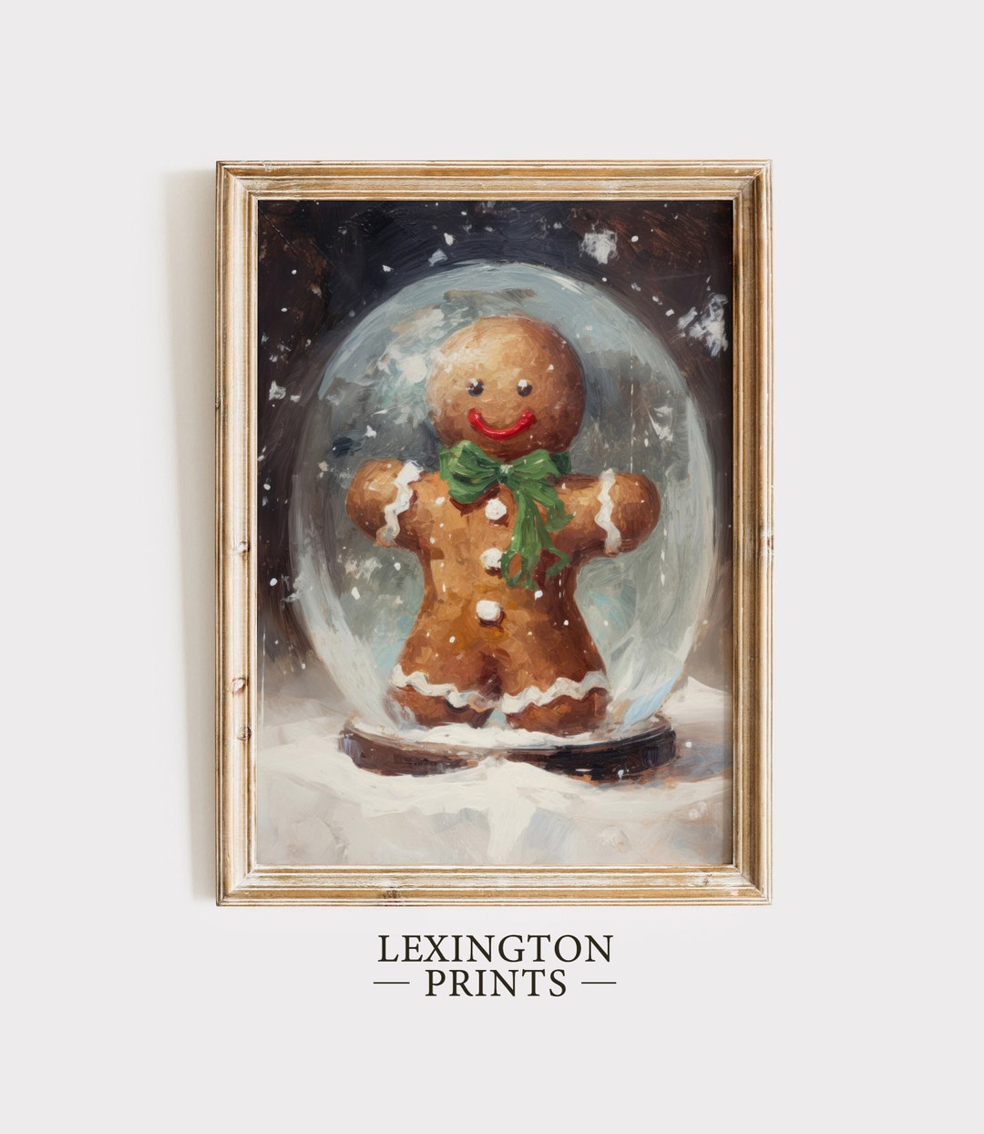 Cute Gingerbread Man Christmas Wall Art Gingerbread Snowglobe Christmas ...