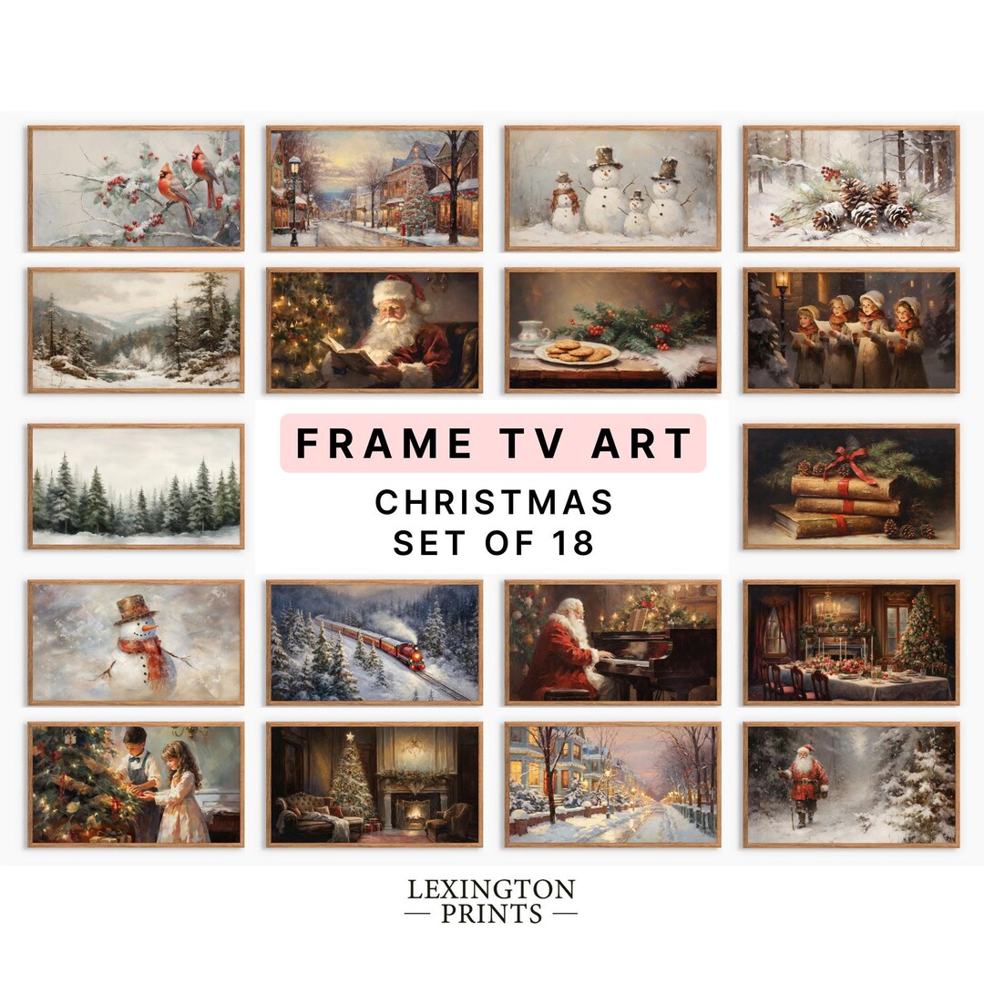 Christmas Frame TV Art Bundle Set of 18 | Santa TV Art Christmas TV Art ...