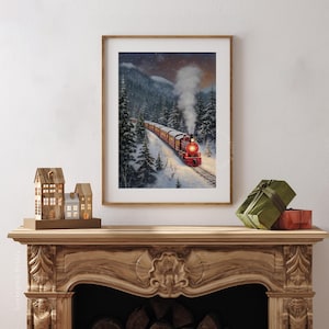 Christmas Train Art Vintage Christmas Wall Art Forest Wall Art ...