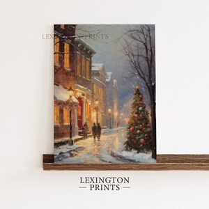 Vintage Christmas Wall Art Town City Art Landscape Painting Christmas ...