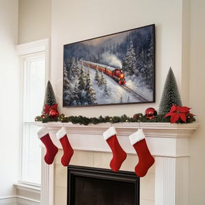 Christmas Train Art Christmas Frame TV Art Christmas Wall Art Forest ...