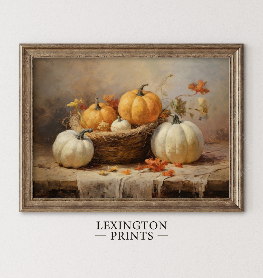 Rustic Fall Wall Decor Printable Pumpkin Still Life Painting Fall Art ...