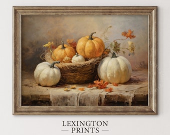 Fall Wall Decor Printable Pumpkin Still Life Painting Rustic Fall Art ...