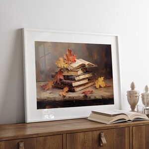 Fall Art Printable Fall Book Still Life Oil Painting Rustic Fall Decor ...