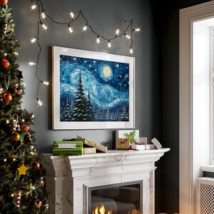 Christmas Starry Night Print Christmas Wall Art Van Gogh Art Christmas ...