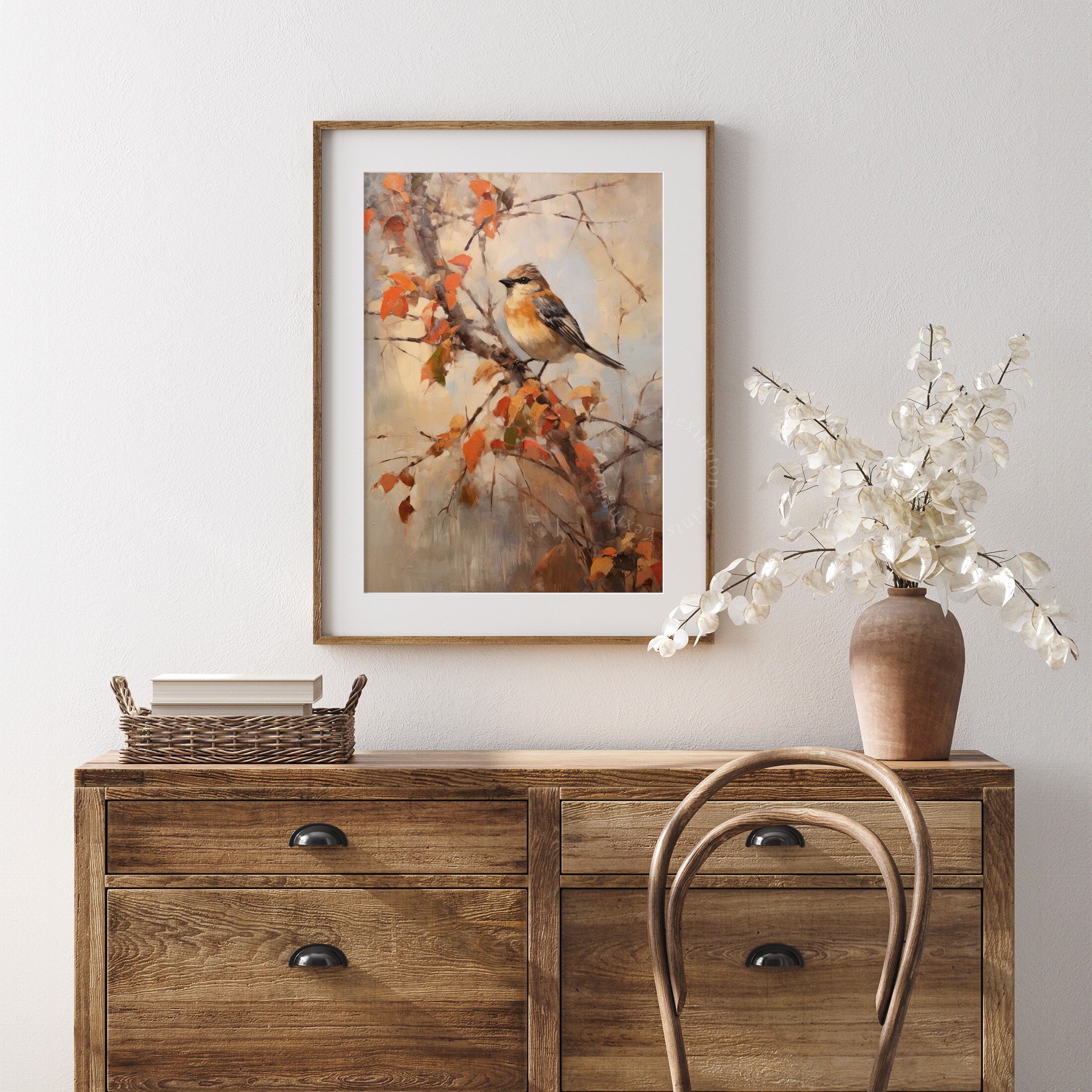 Rustic Fall Wall Decor Printable Fall Bird Art Painting Fall Decor ...