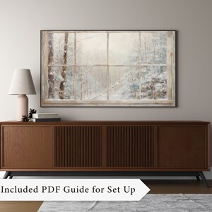 Snowy Window Christmas Frame TV Art Christmas Forest Wall Art Landscape ...