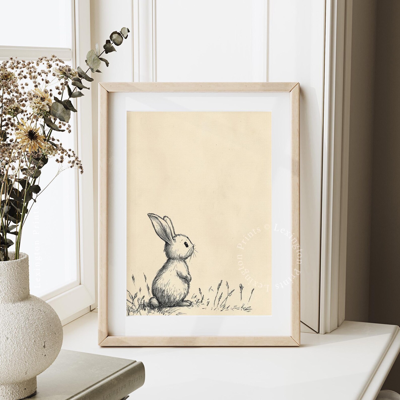Corner Easter Bunny Print, Easter PRINTABLE Wall Art, Bunny Wall Art ...