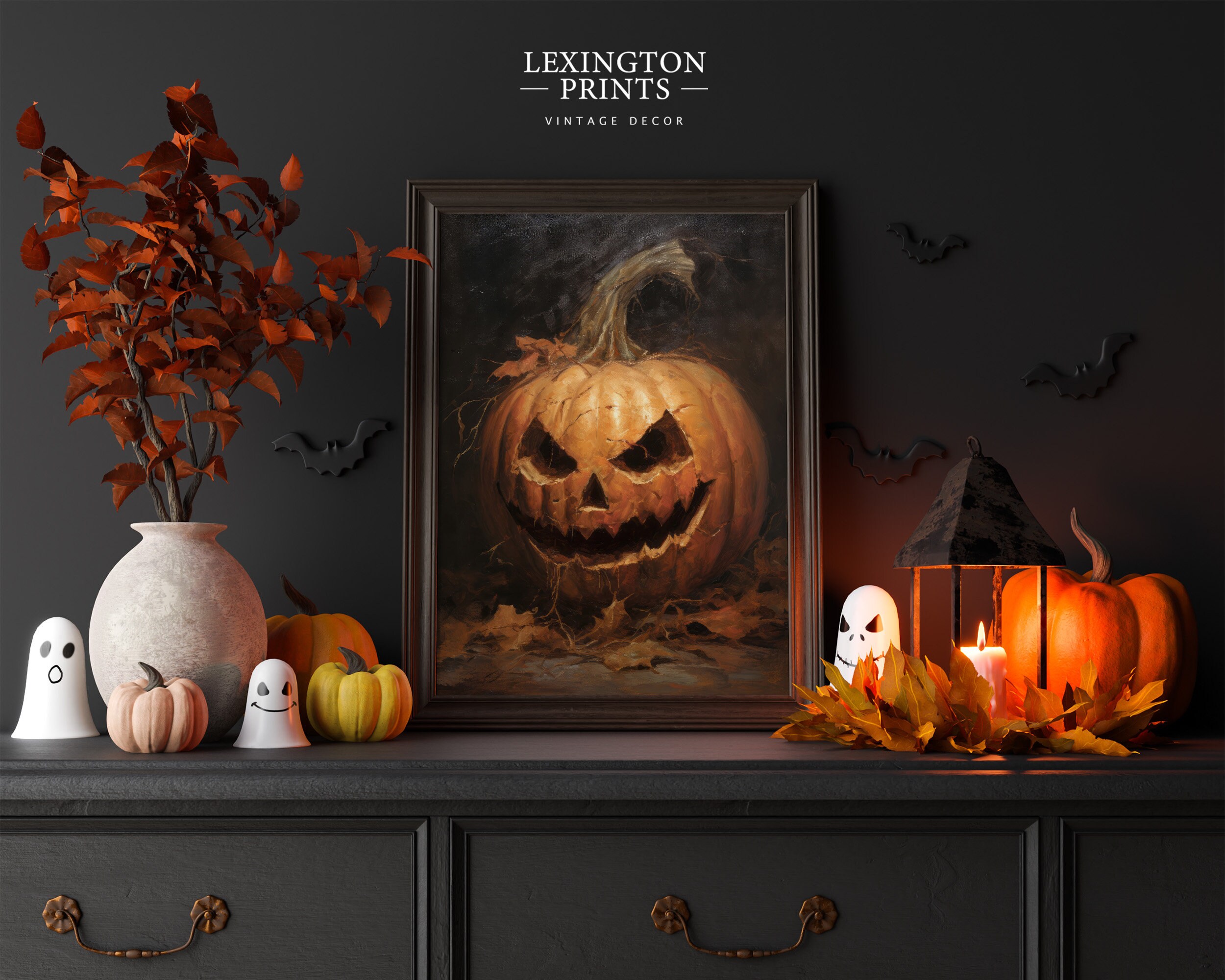 Halloween Decor Jack O Lantern Printable Pumpkin Decor Vintage - Etsy