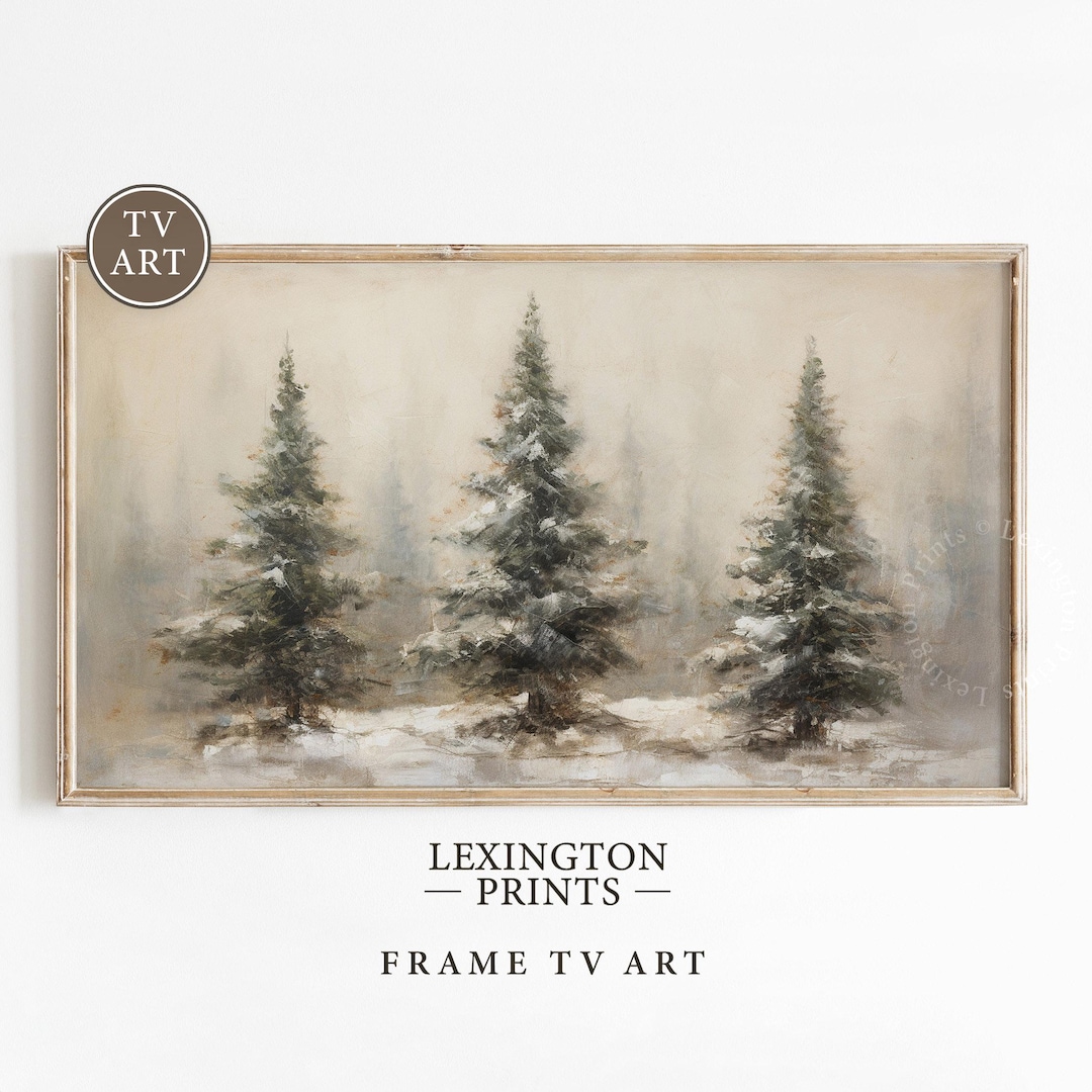 Snowy Christmas Tree Forest Wall Art Christmas Frame TV Art Christmas ...