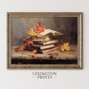 Fall Art Printable Fall Book Still Life Oil Painting Rustic Fall Decor ...